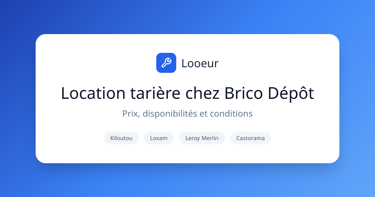 Location tarière Brico Dépôt - Prix et disponibilité